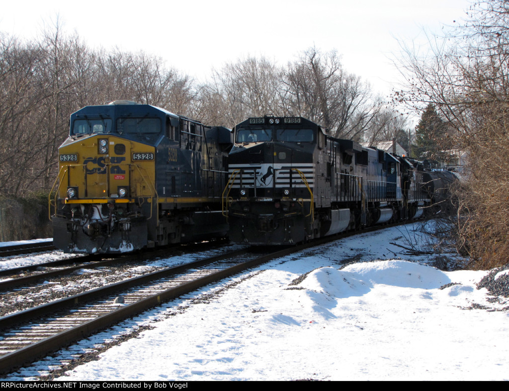 CSX 5328 and NS 9185